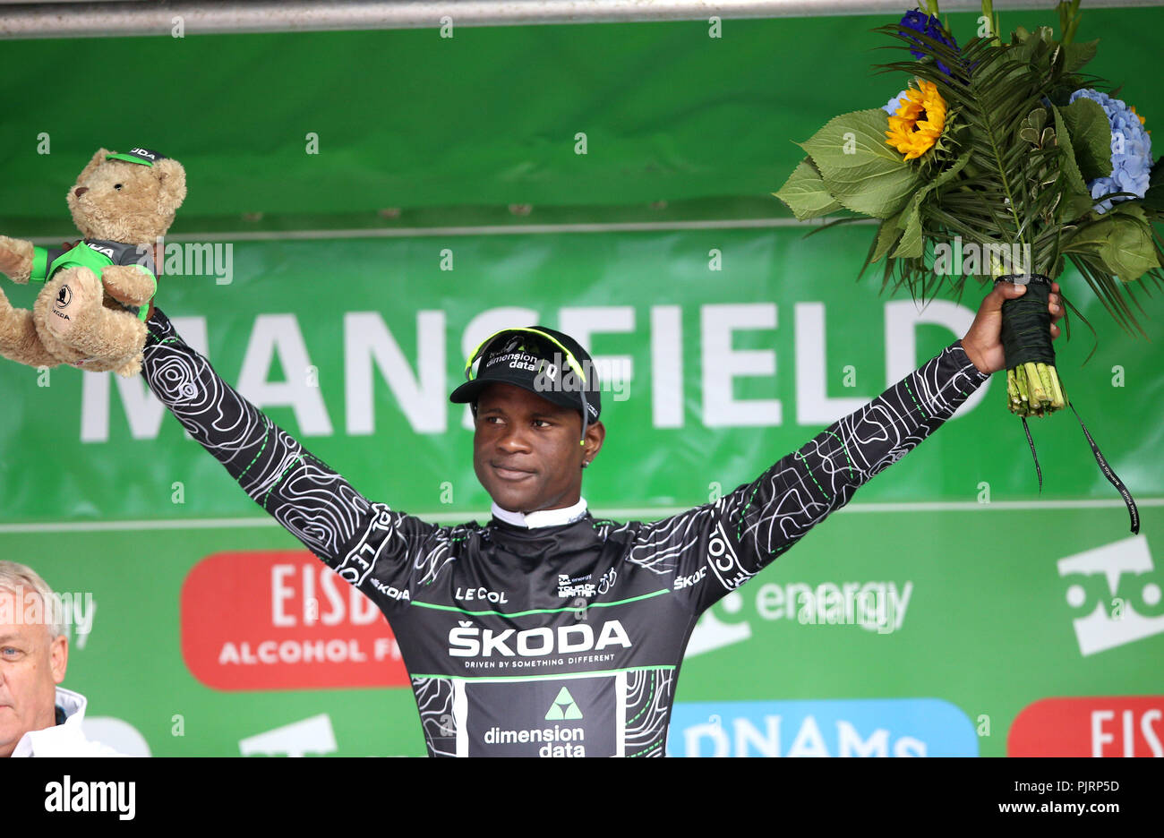 Team Dimension Data's Nicholas Dlamini celebrates leading the King of ...