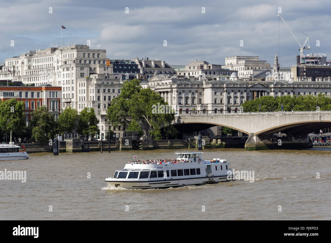 Cruise boat on the River Thames, London England United Kingdom UK Stock ...