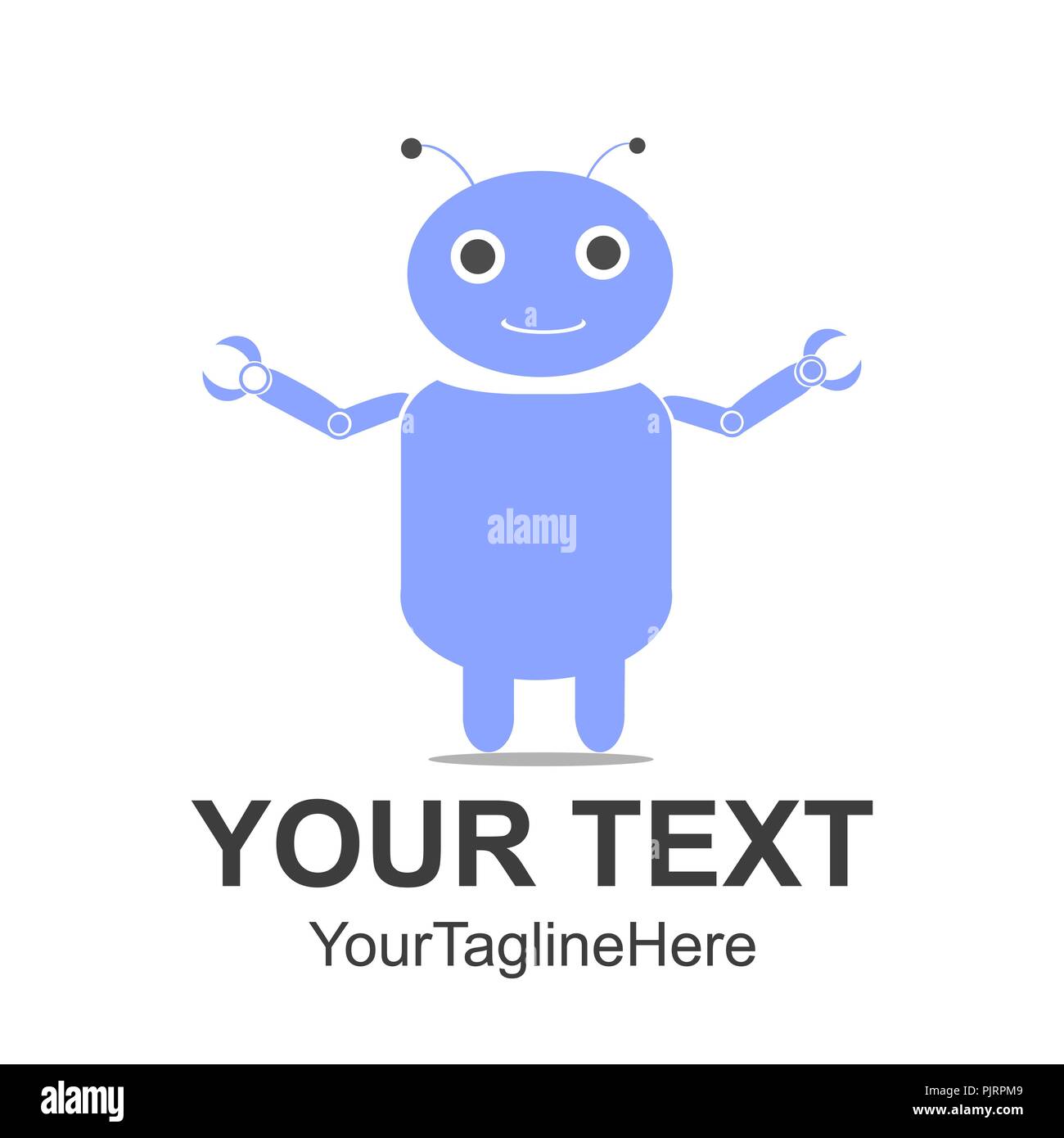 vector funny cartoon blue color friendly robot character isolated on ...