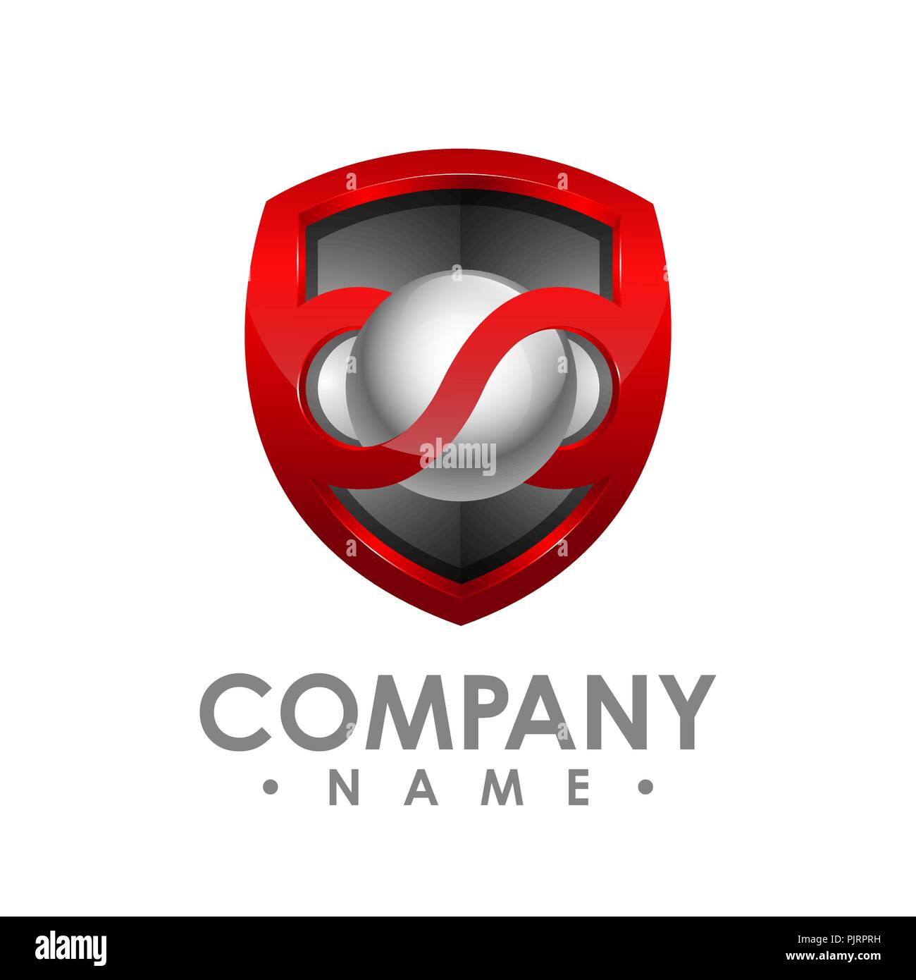 3D Shield circle inside Logo design Template. Shiny shield letter logo ...