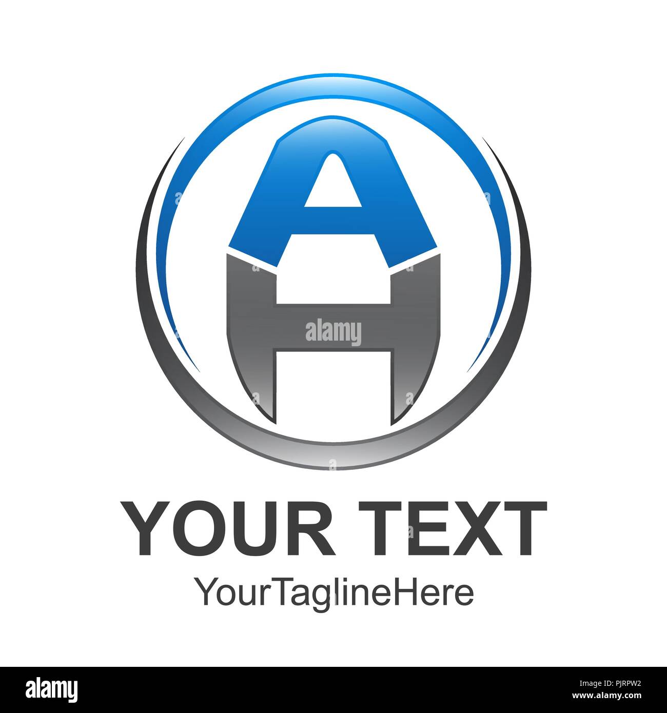 Circle Abstract Letter AH Initial alphabet Logo design Template white ...