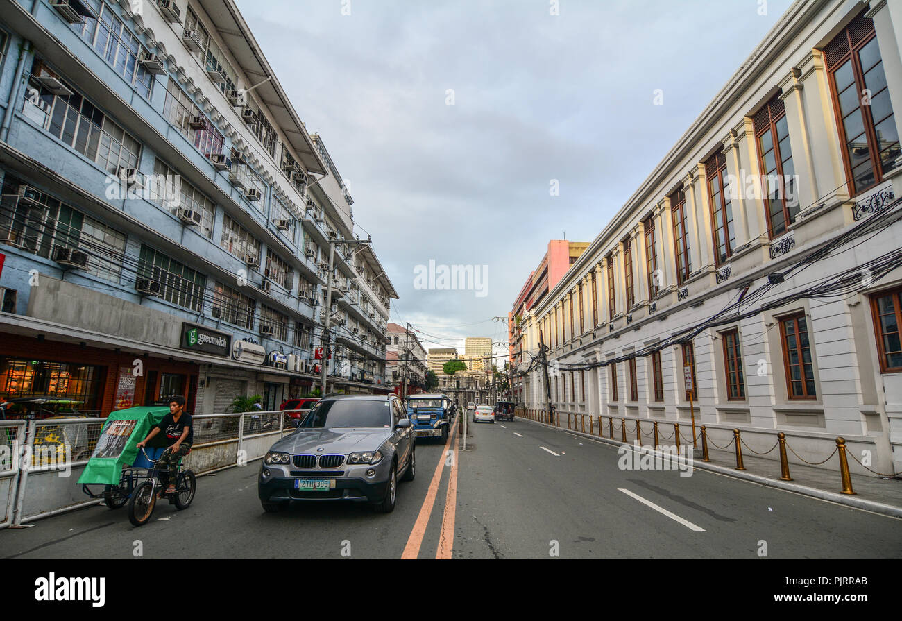 Manila, Philippines - Dec 21, 2015. Old building at Intramuros district ...