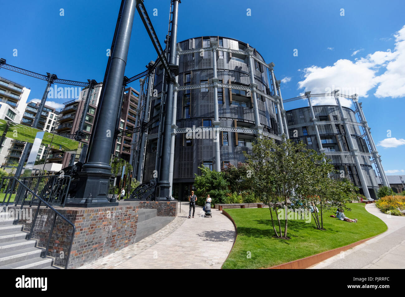 Gasholders modern residential building complex in King's Cross, London ...