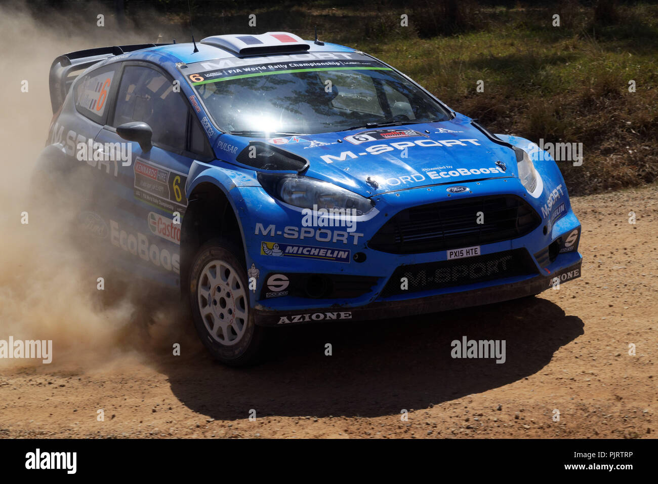 Eric Camilli (FRA) and co-driver Benjamin Veillas (FRA) slide into a ...