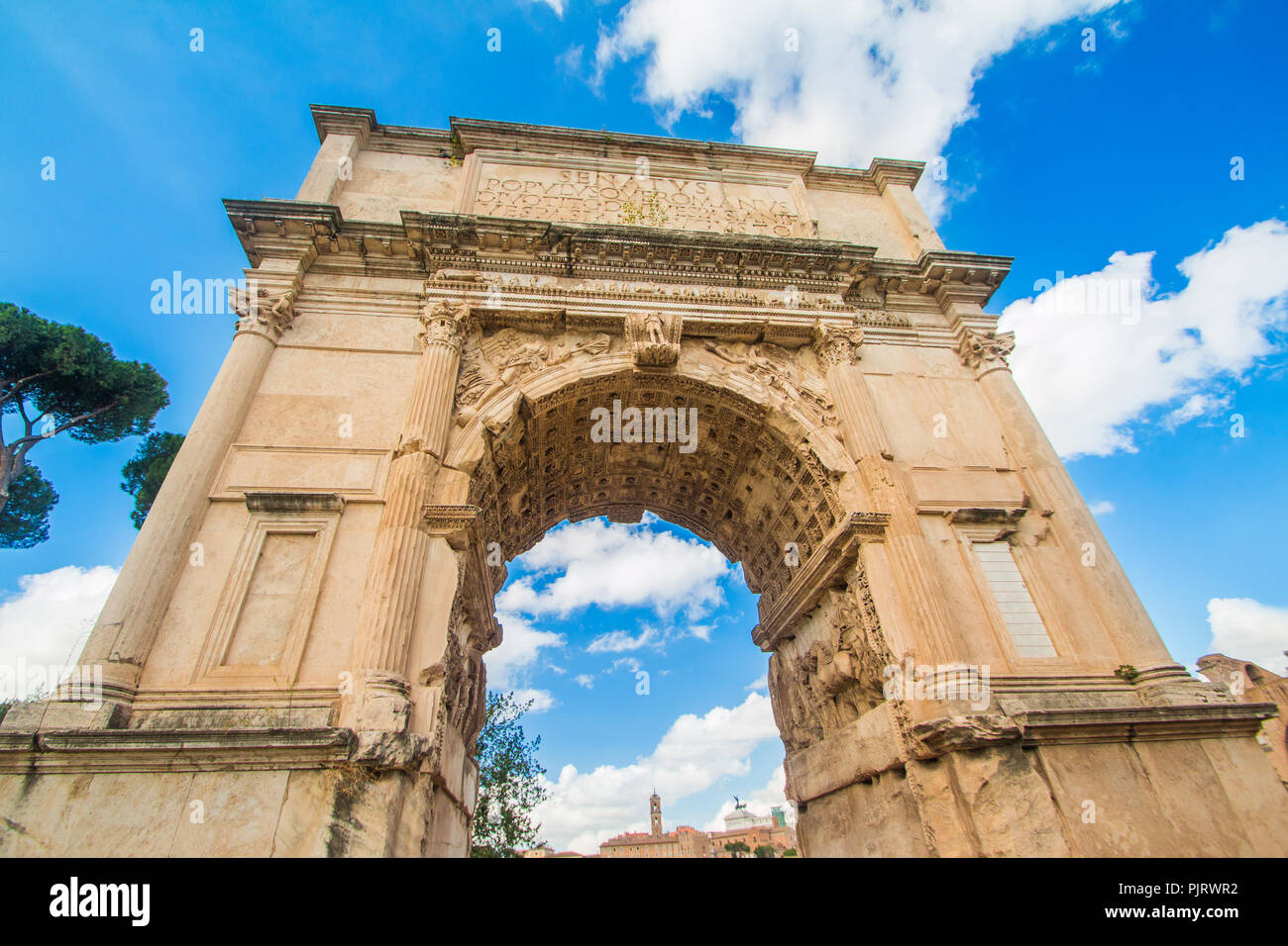 The Arch of Roman emperor Titus on Forum Romanum, Rome, Lazio, Italy ...