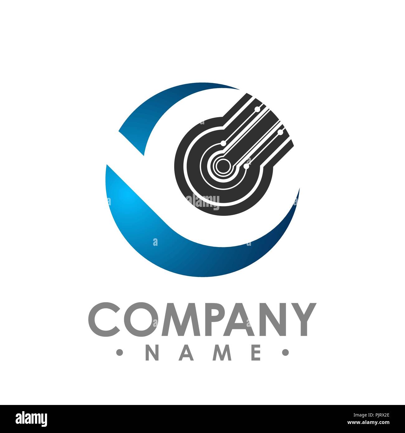 Creative abstract circle tech rotate vector logo design template ...