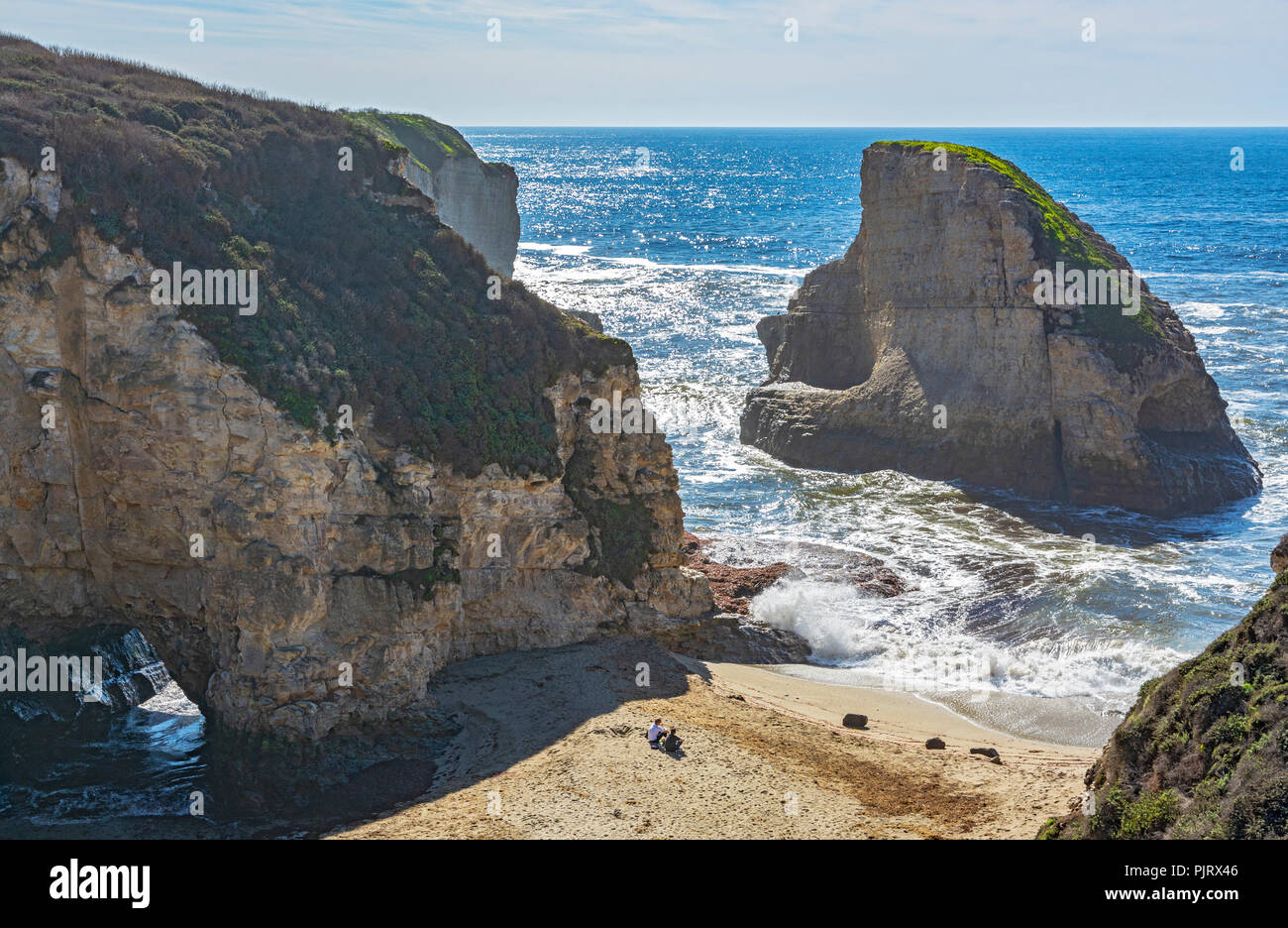 California, Santa Cruz County, vicinity Davenport, Shark Fin Cove aka ...