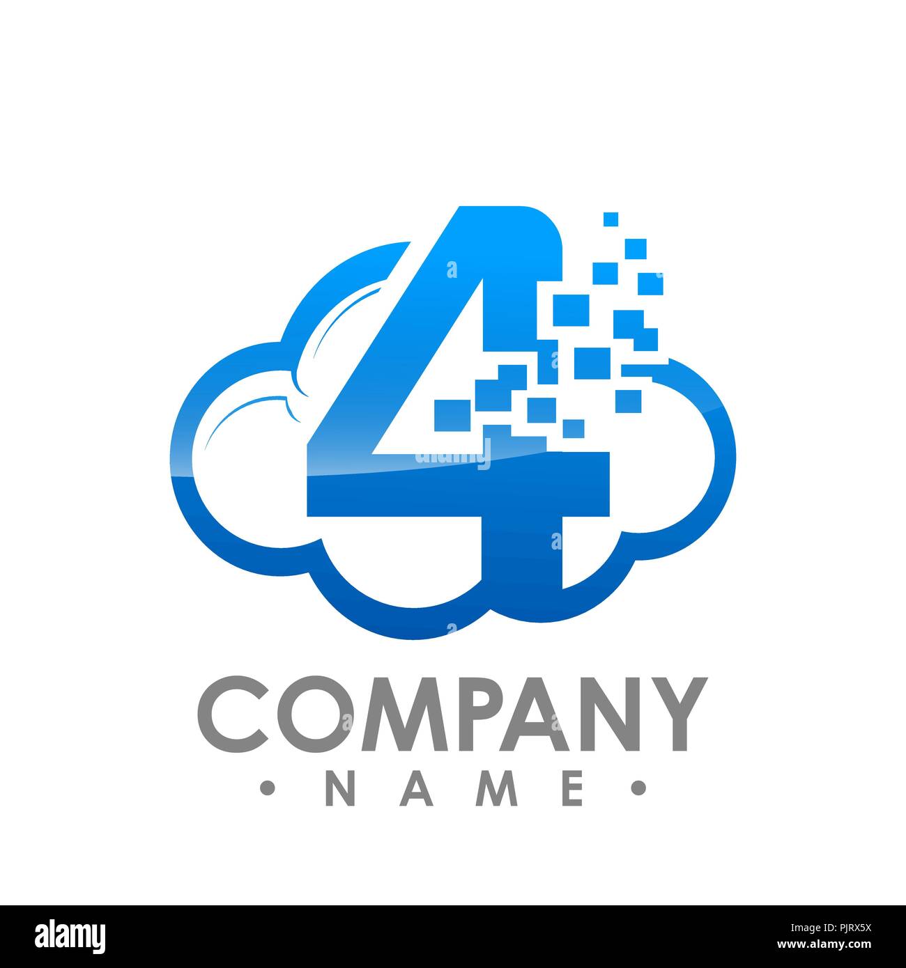Creative abstract data cloud number four vector logo design template ...
