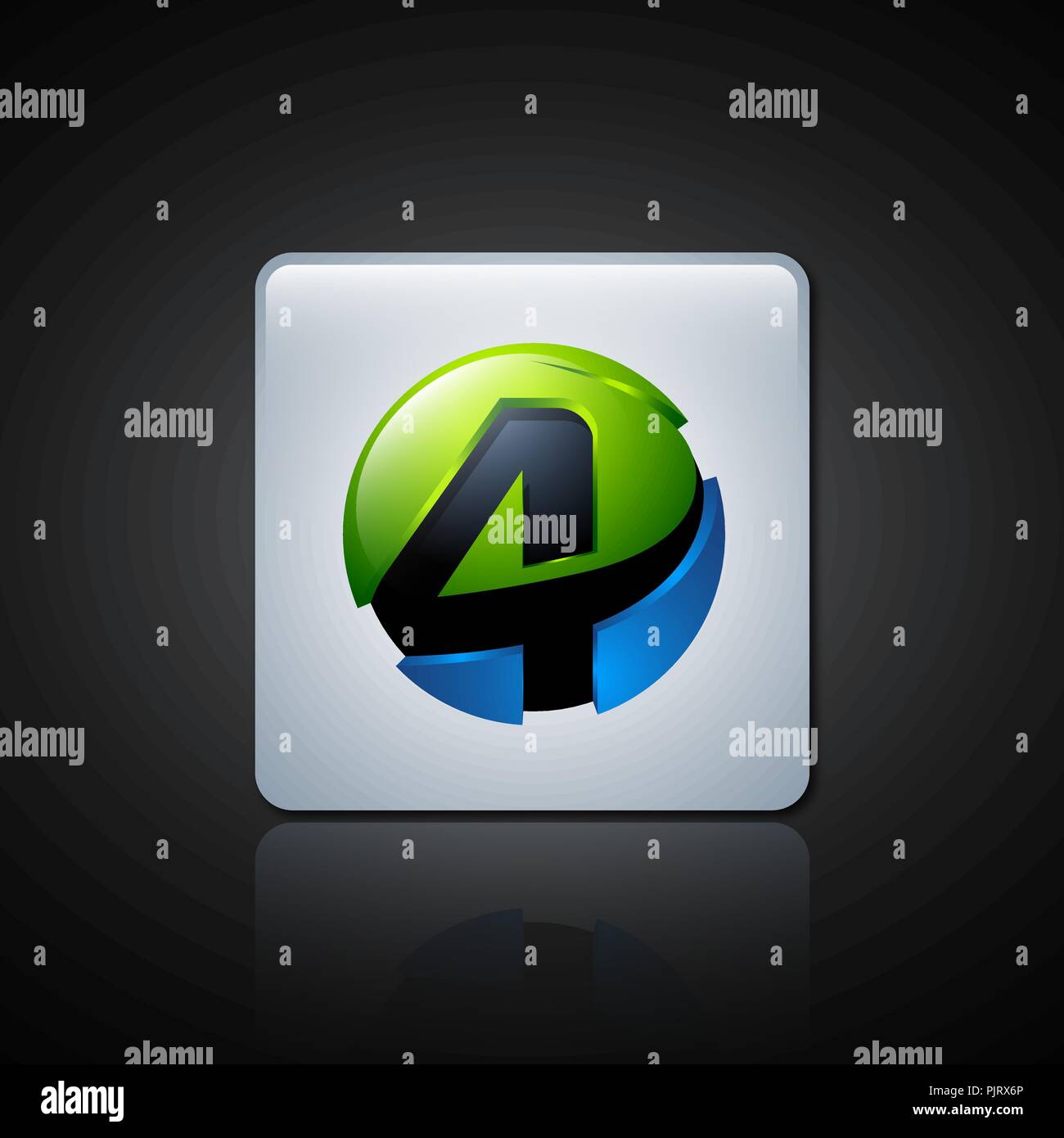 Creative abstract data number four vector logo design template element ...