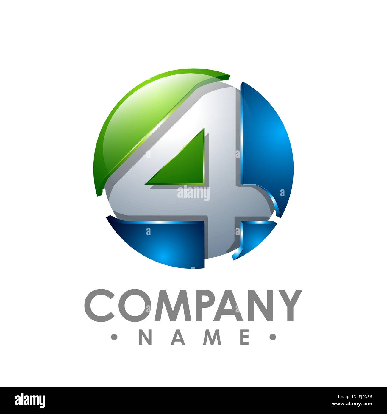 Creative abstract data number four vector logo design template element ...