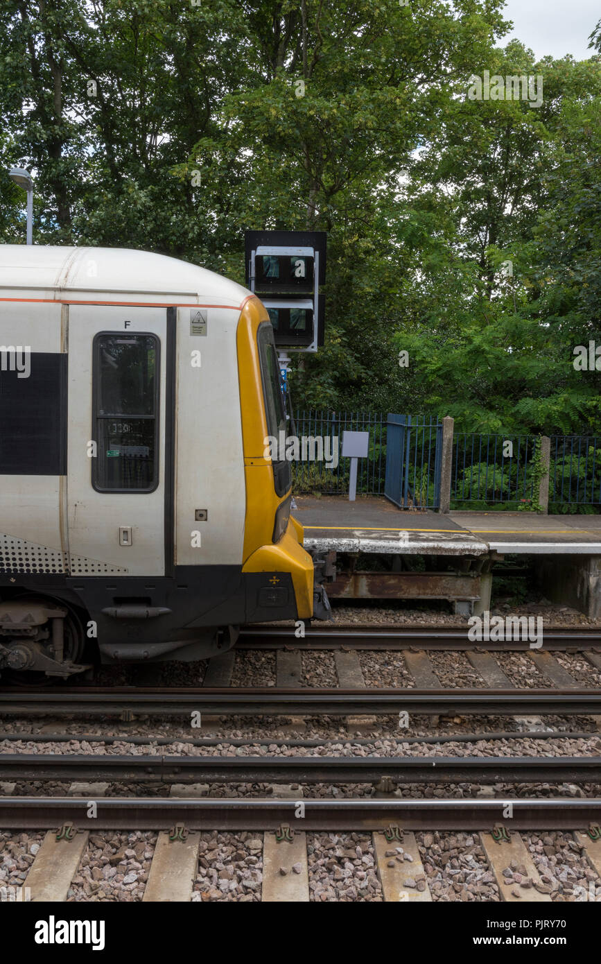 a southeastern railway train service in a platform waiting at a signal ...