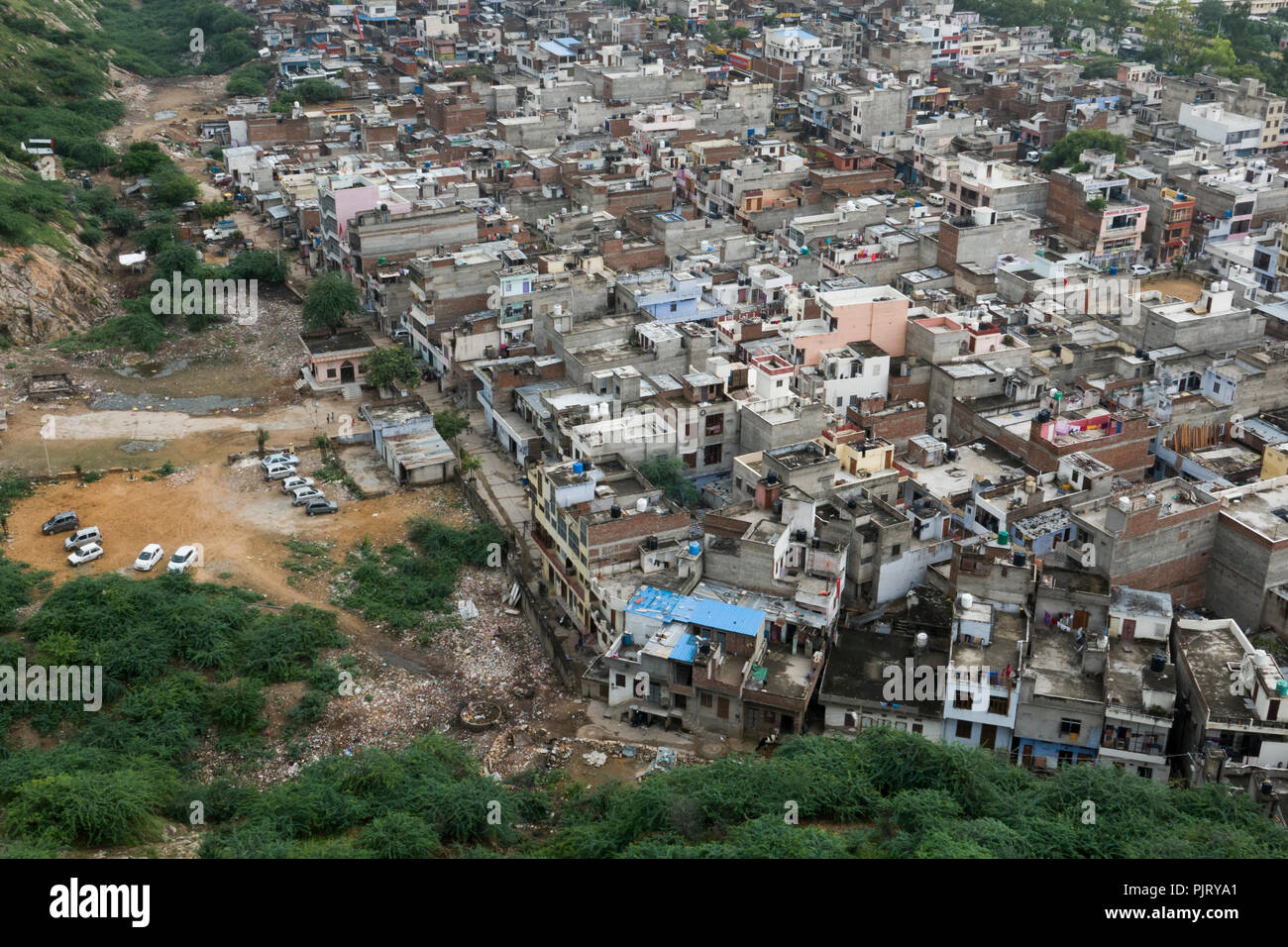 High angle view of neighbourhood in Jaipur, Rajasthan, India Stock ...