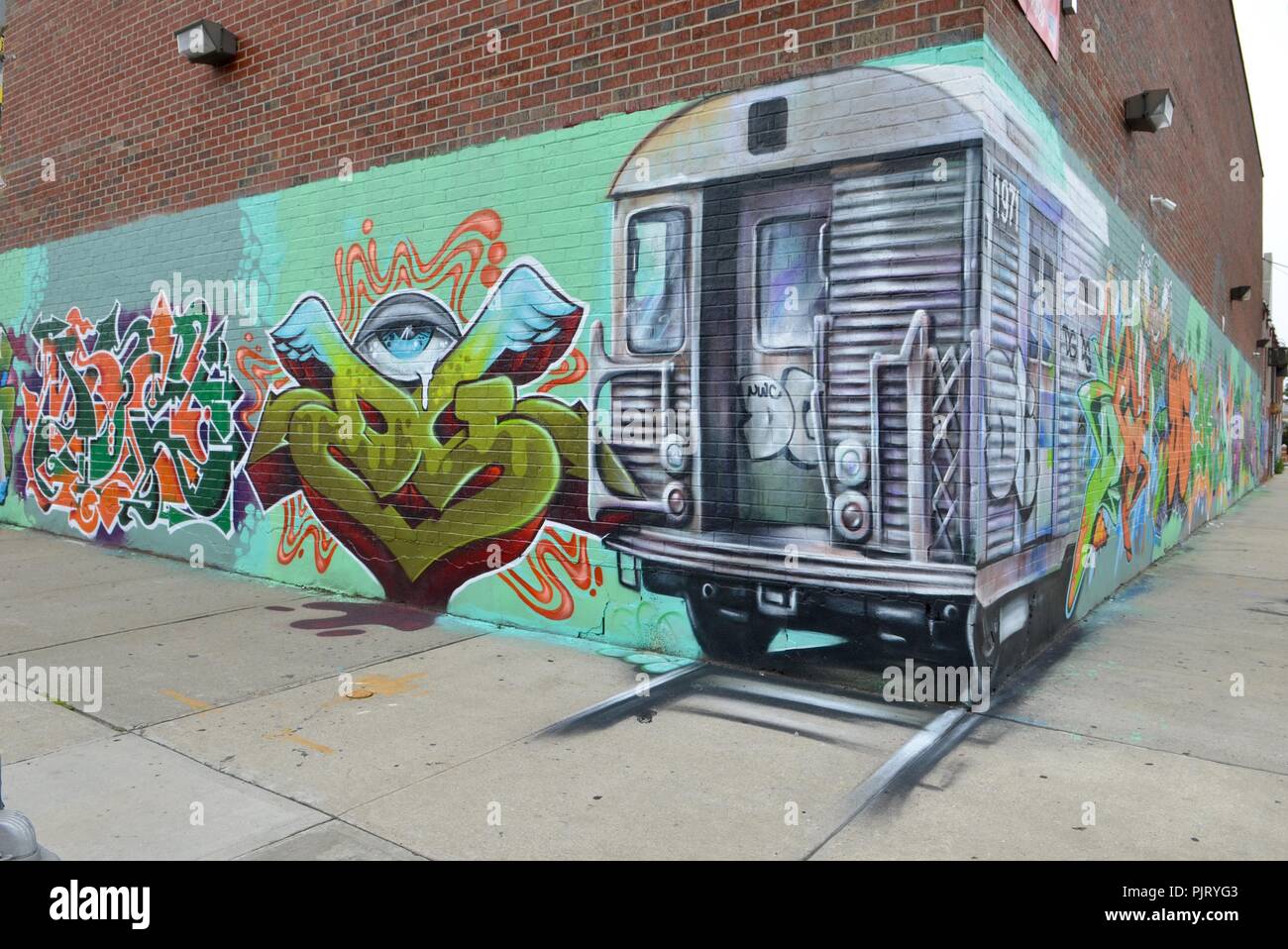 Mural art at East Williamsburg in Brooklyn. The Bushwick Collective has ...