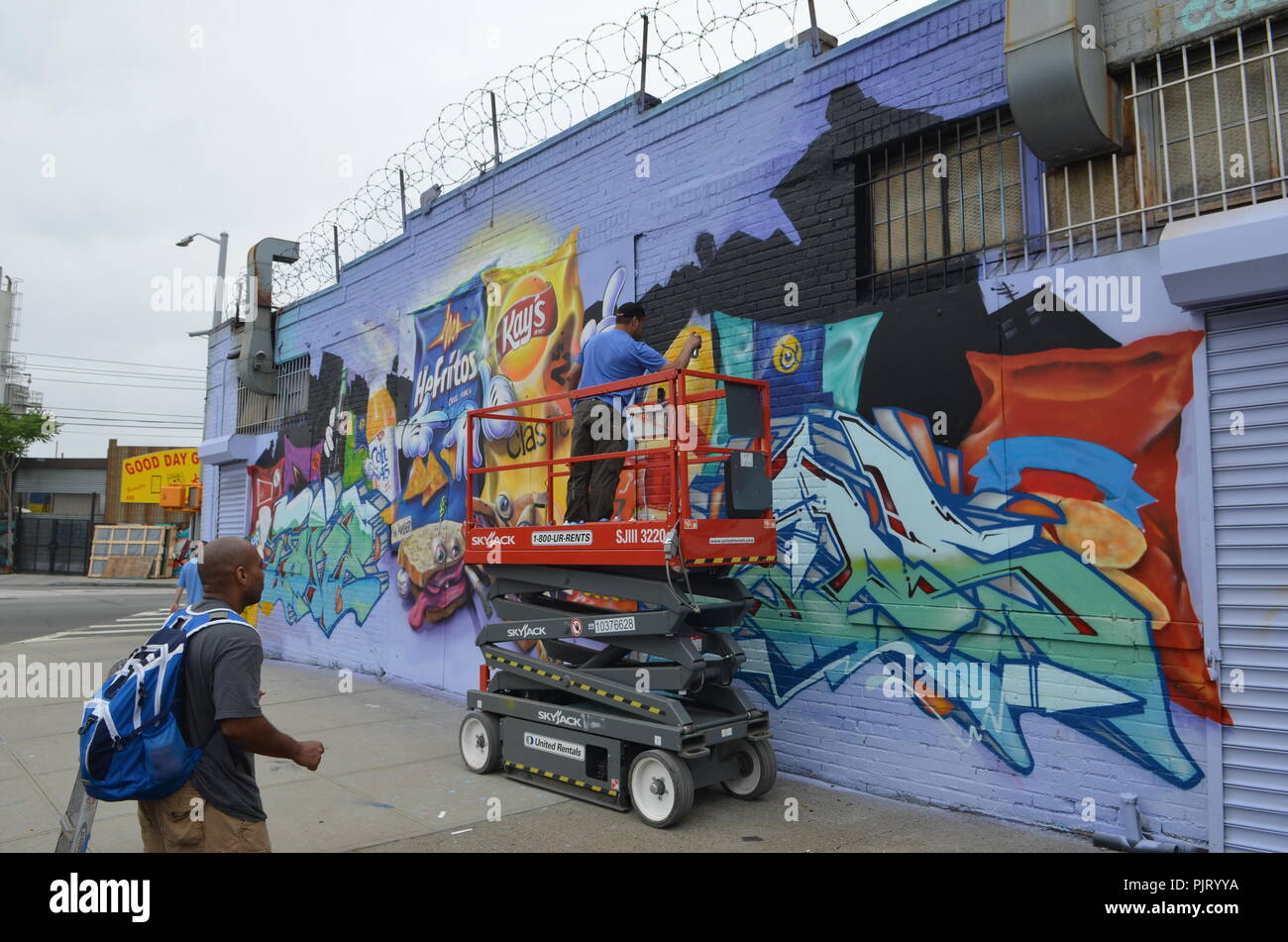 Mural art at East Williamsburg in Brooklyn. The Bushwick Collective has ...