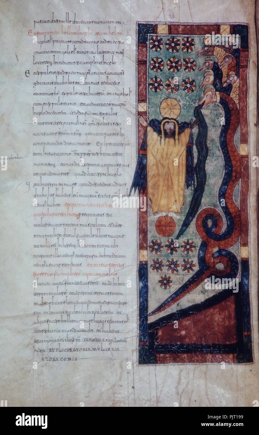 Beatus Escorial - Woman and dragon Stock Photo - Alamy