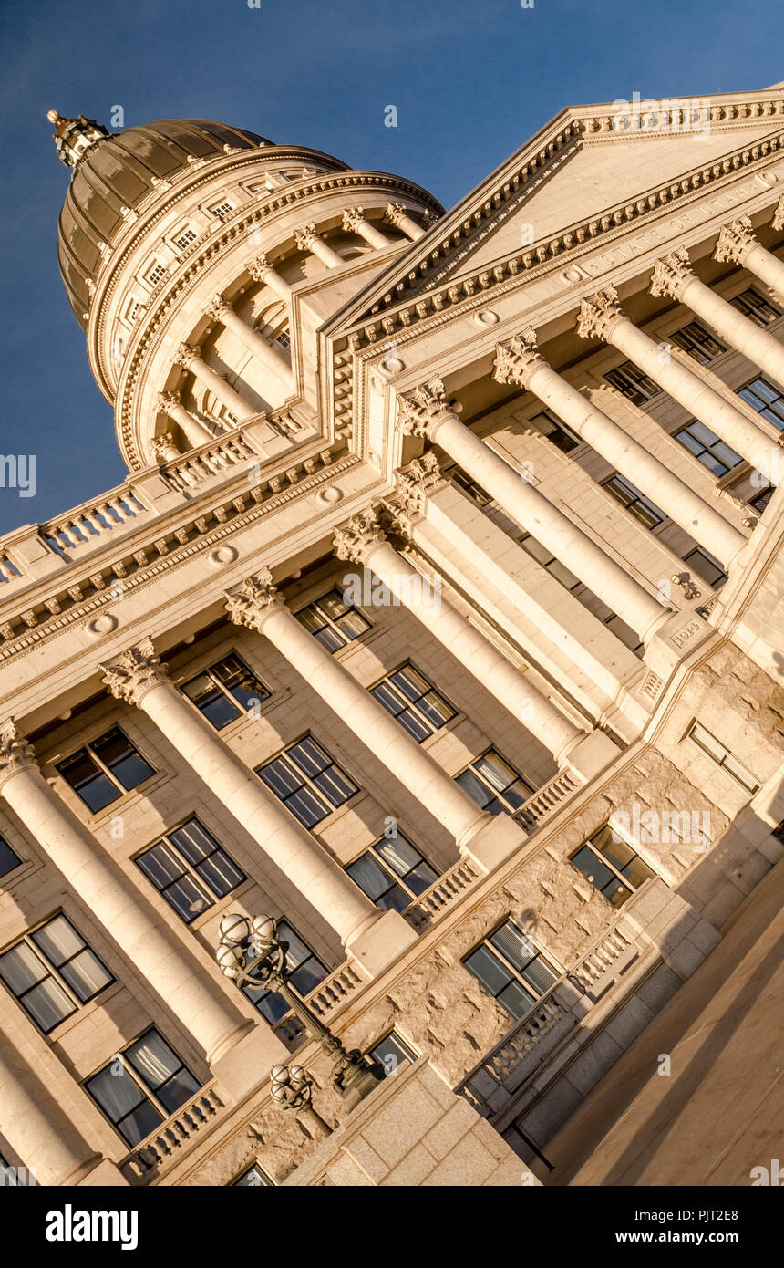 frontal view of the capitol of the state of Utah in Salt Lake CIty ...