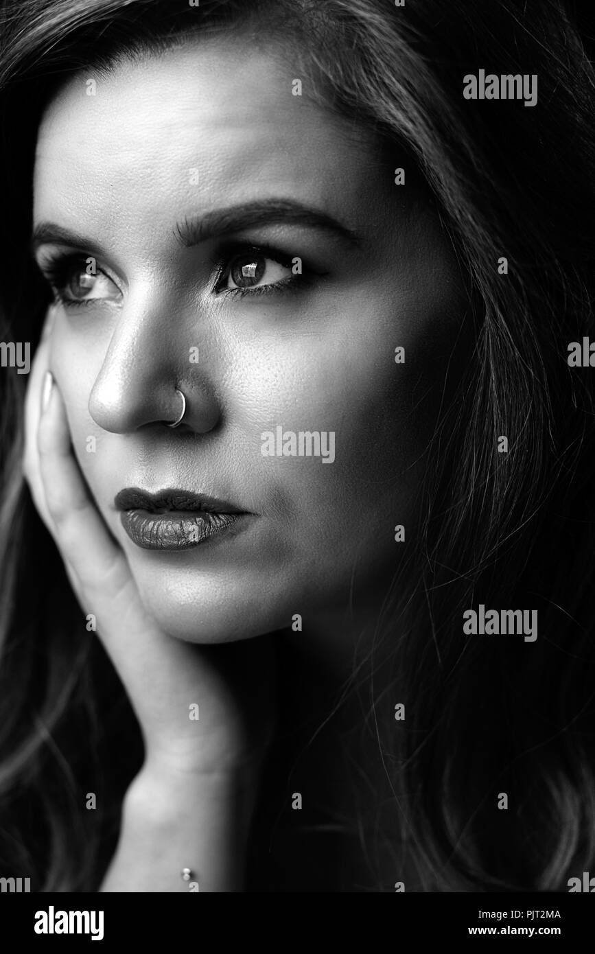 Hand cover eyes Black and White Stock Photos & Images - Alamy
