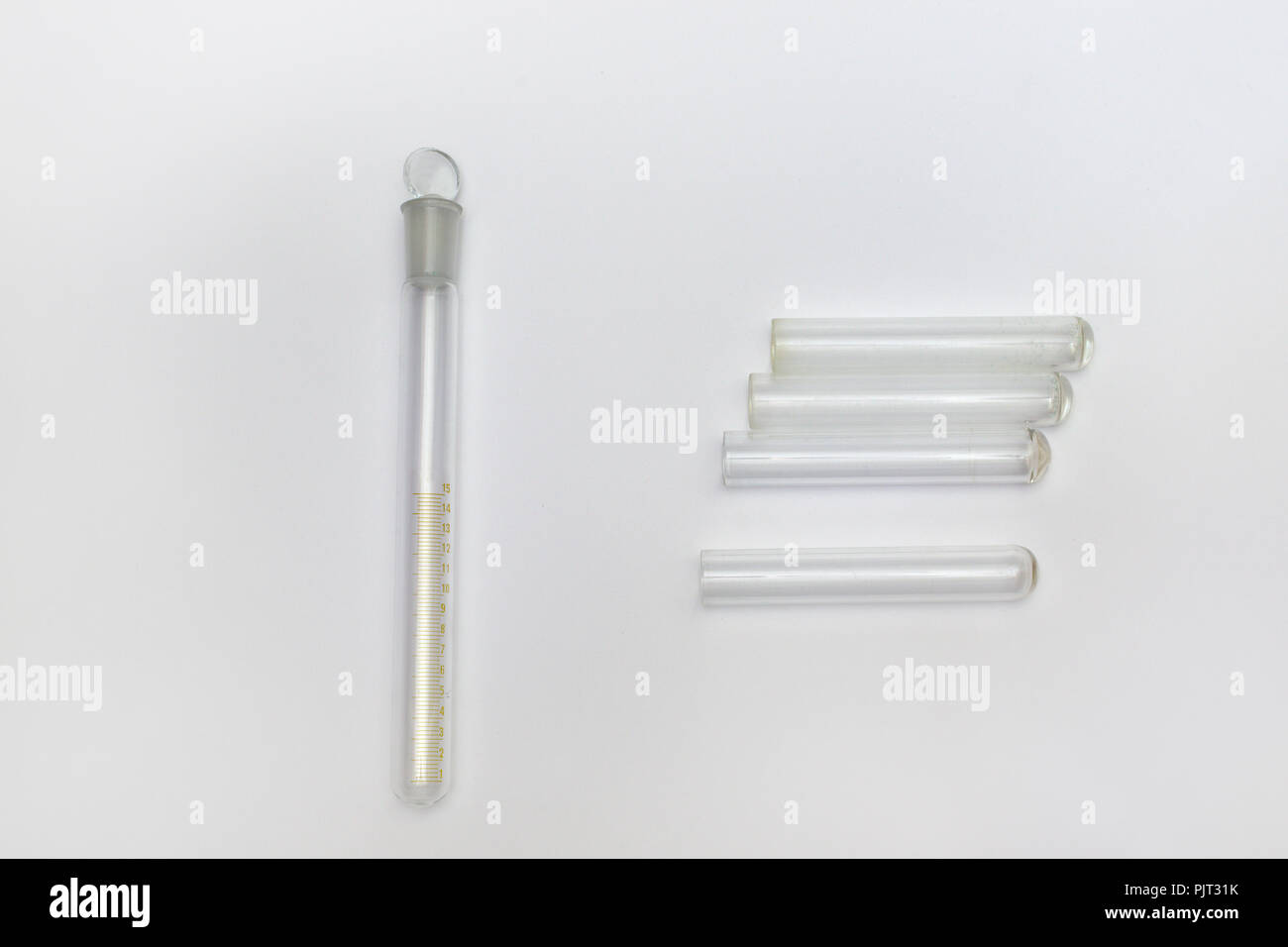 research equipment of med lab: graduated measuring cylinder, closed ...