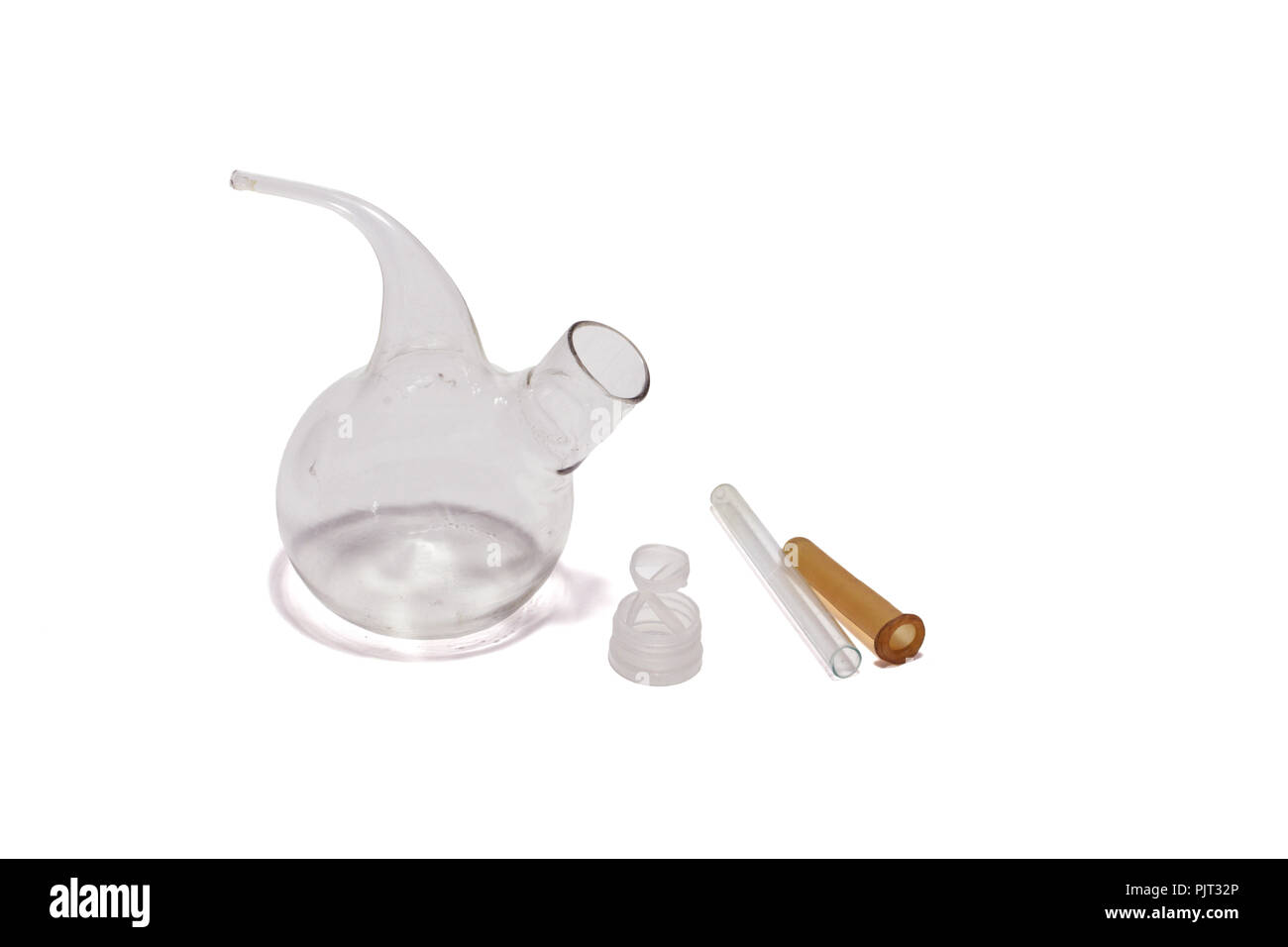 assorted lab research equipment, isolated on white background, with ...