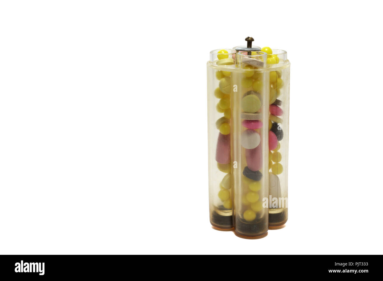 research laboratory equipment with multicolored pills - test tubes set ...