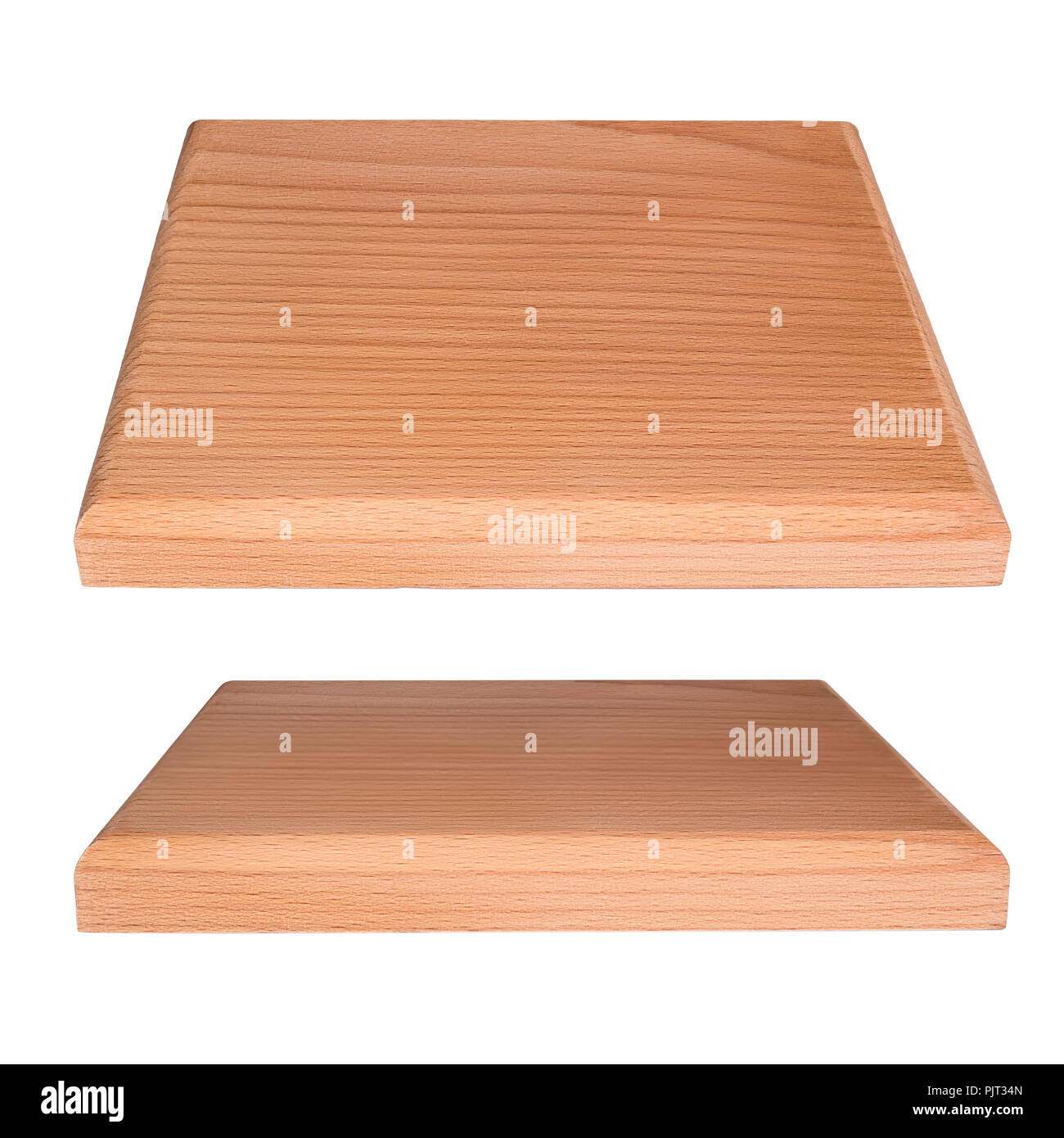 Wooden square board isolated on white background. Stand for objects ...