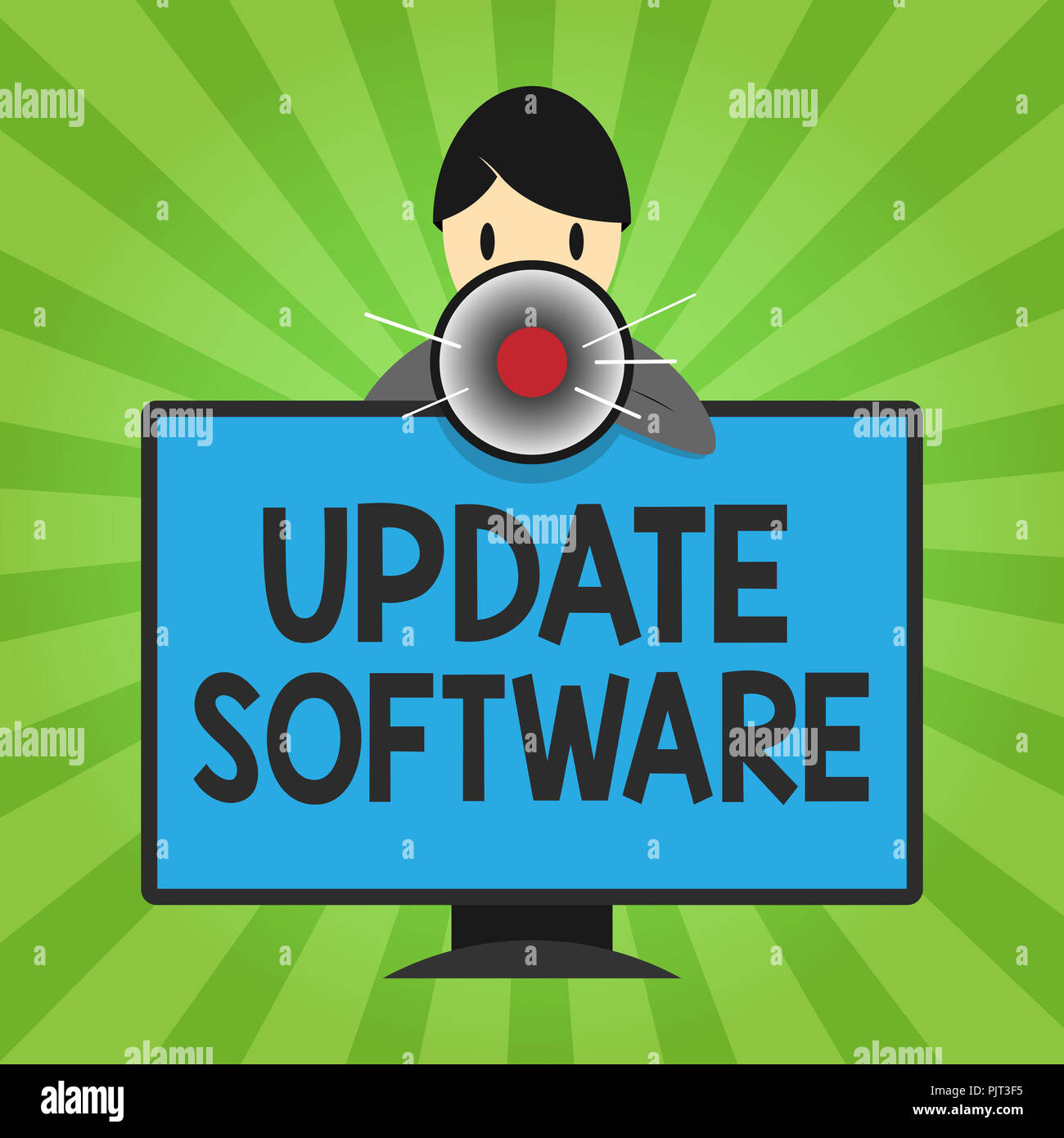 Handwriting text writing Update Software. Concept meaning replacing program with a newer version ...