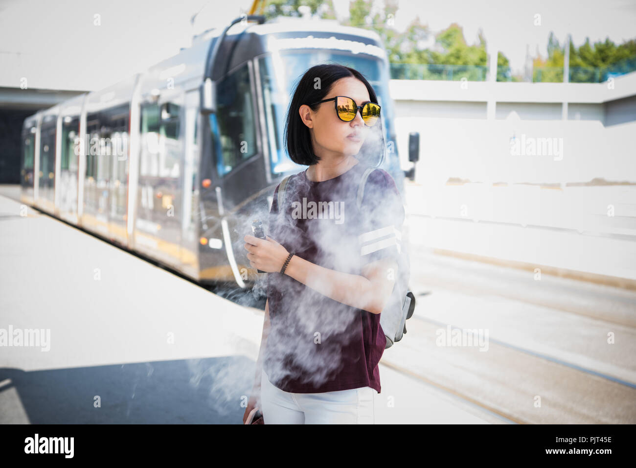 Female Walking And Smoking Stock Photos & Female Walking And Smoking ...