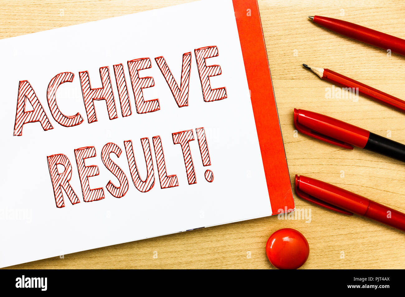 Handwriting text writing Achieve Result. Concept meaning Receive ...