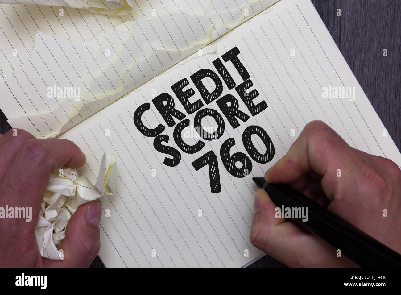 Text sign showing Credit Score 760. Conceptual photo numerical ...