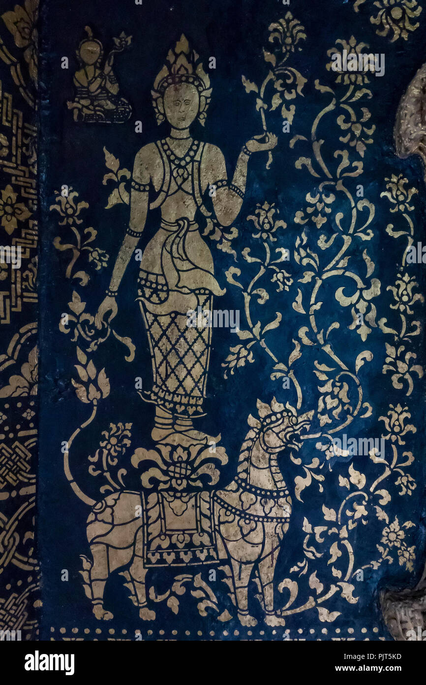 Laos temple wall detail hi-res stock photography and images - Alamy