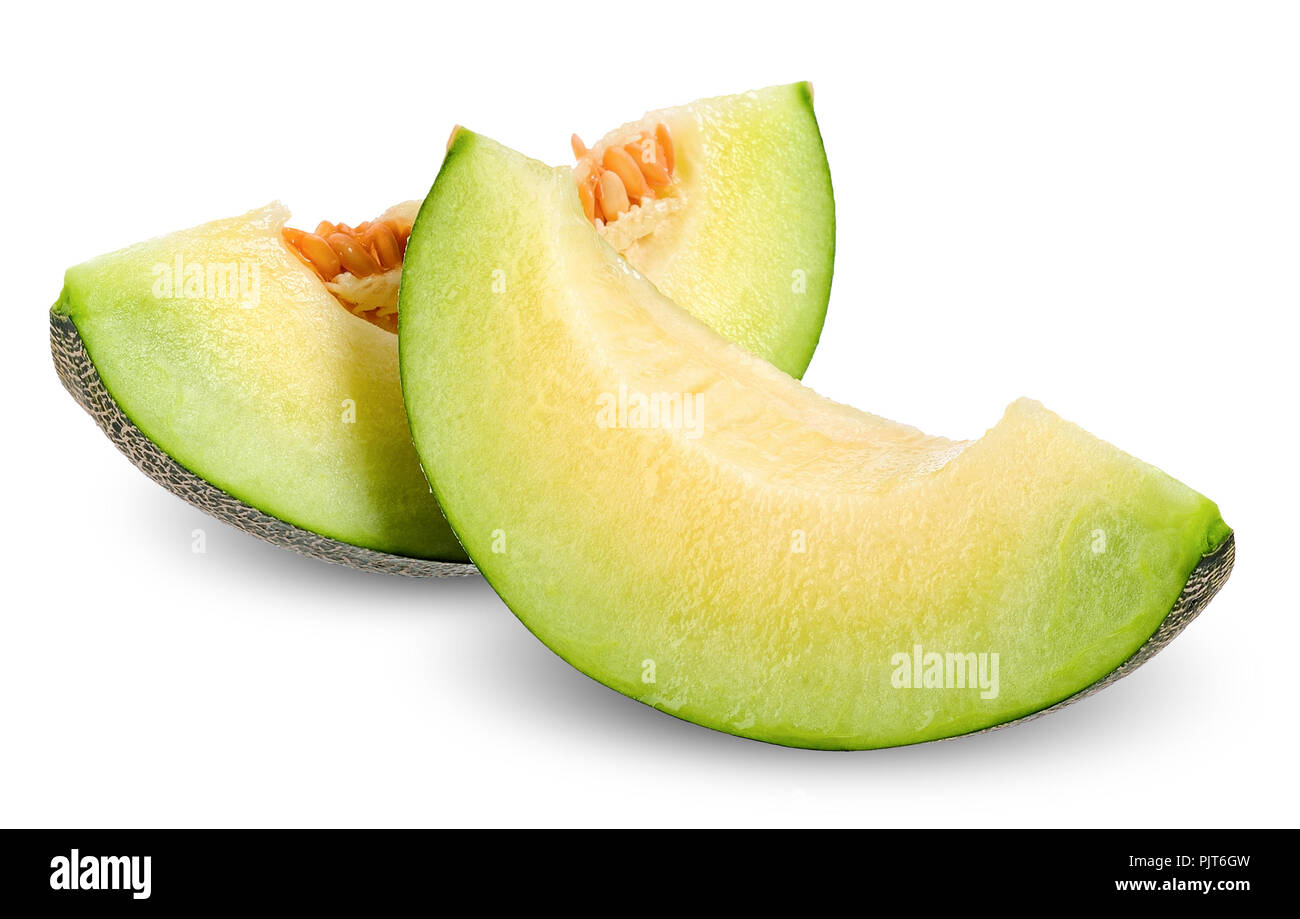 Slice melon isolated on white clipping path Stock Photo - Alamy