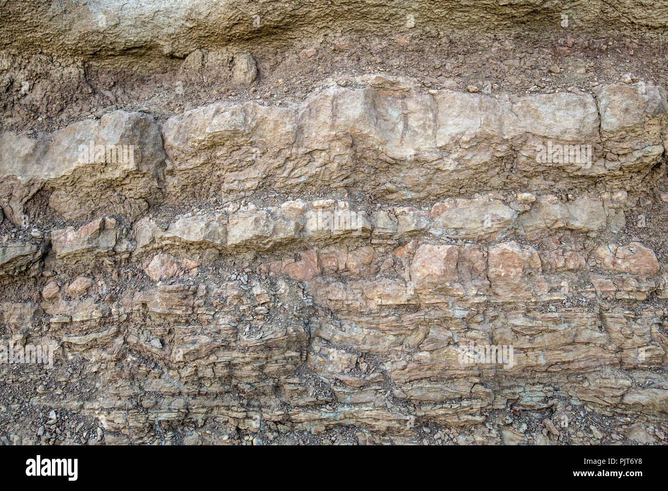 Geological layers in an archaeology site in detail Stock Photo - Alamy