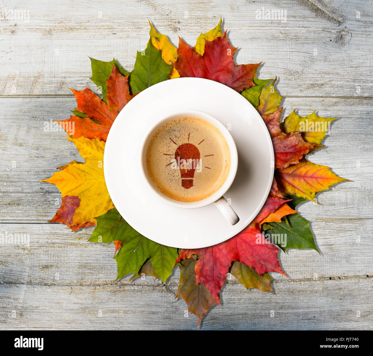 Autumn coffee and leaves Stock Photo - Alamy