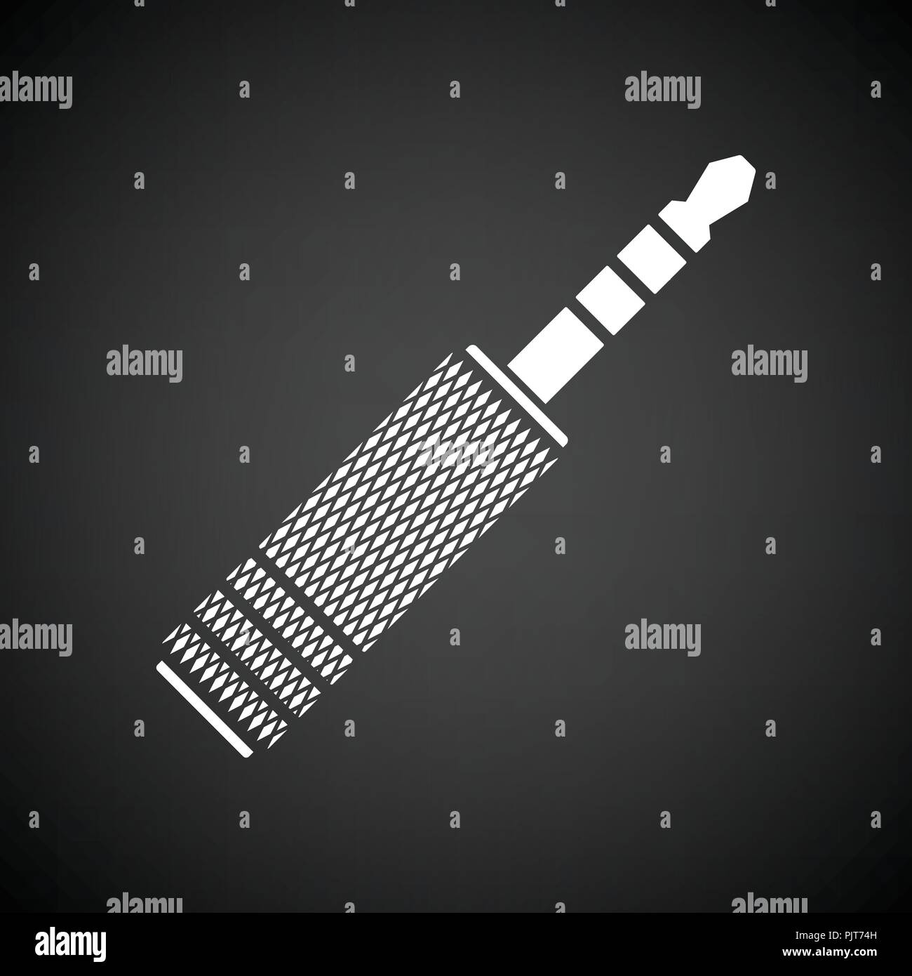 Music jack plug-in icon. Black background with white. Vector ...