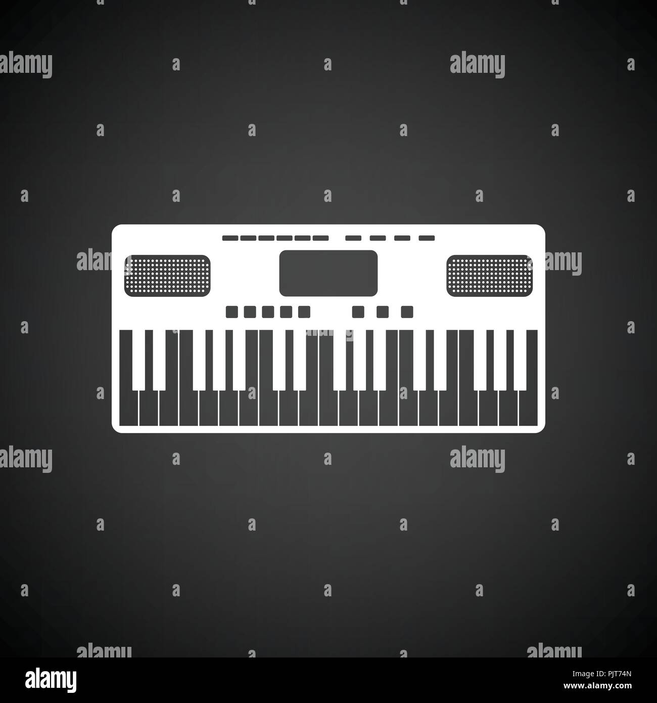 Music synthesizer icon. Black background with white. Vector ...
