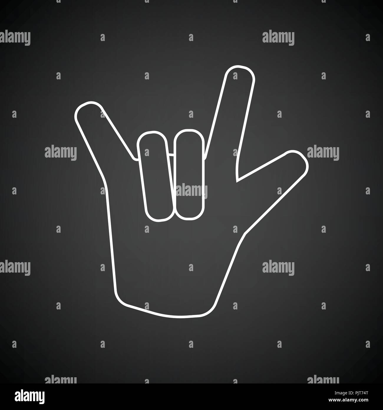 Rock hand icon. Black background with white. Vector illustration Stock ...