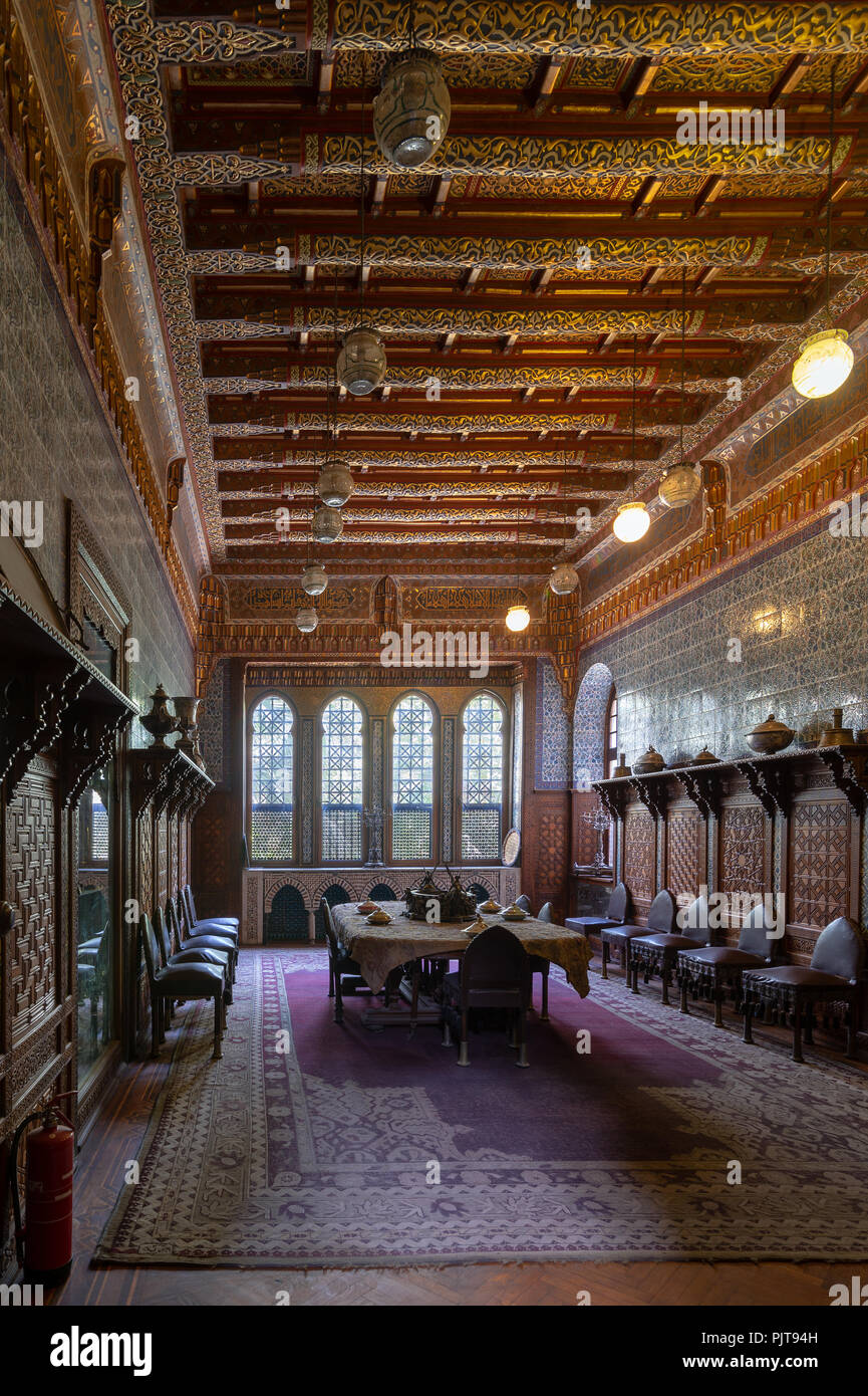 Manial Palace of Prince Mohammed Ali. Dining room at the Residence ...