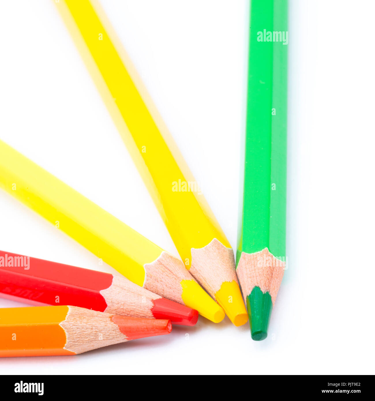 in the white background the color of pencil and the blur with empty ...