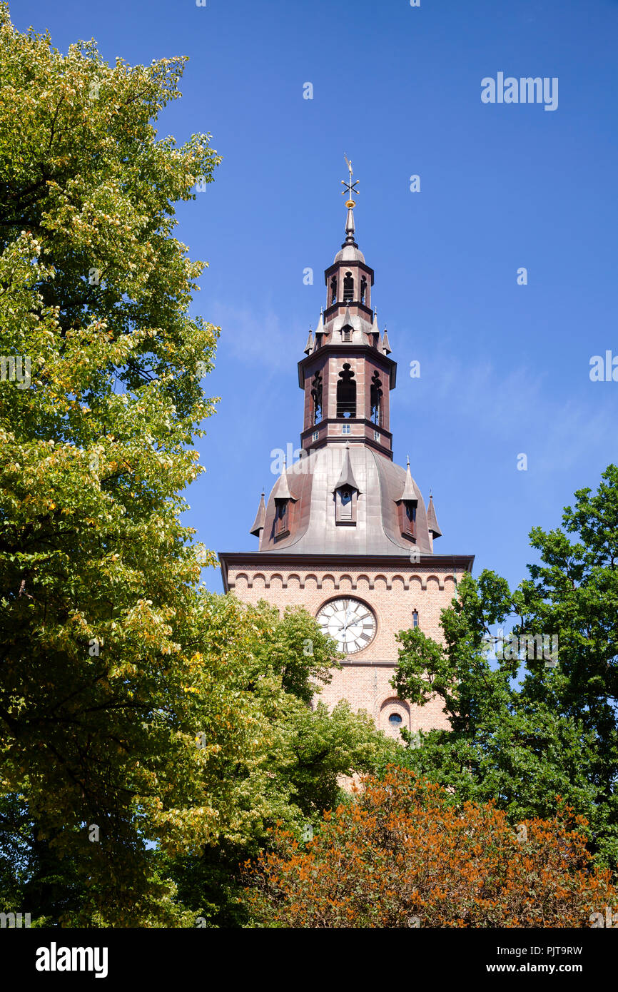 Tower of the Oslo Cathedral (Oslo domkirke), the main church for the ...