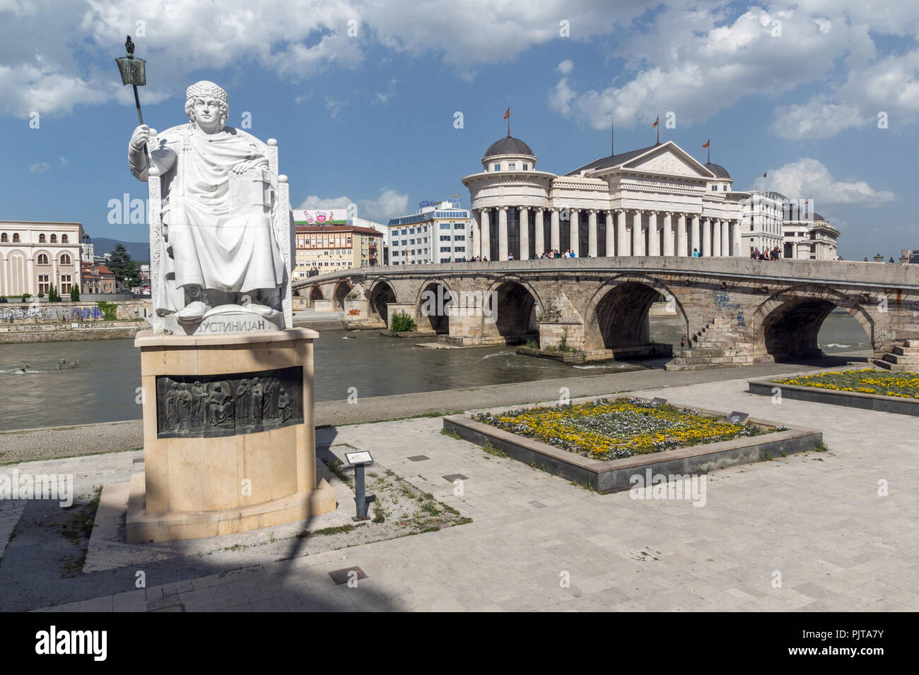 SKOPJE, REPUBLIC OF MACEDONIA - 13 MAY 2017: Statue of the Byzantine ...