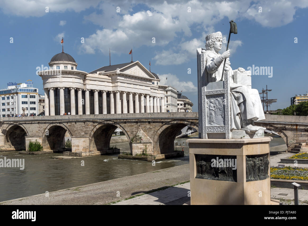 SKOPJE, REPUBLIC OF MACEDONIA - 13 MAY 2017: Statue of the Byzantine ...