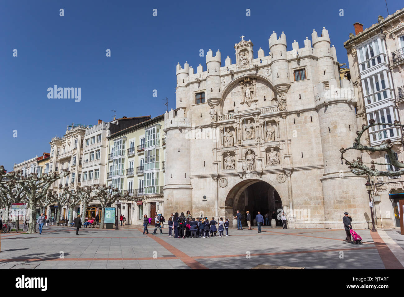 Historic city gate in the center of Burgos, Spain Stock Photo - Alamy