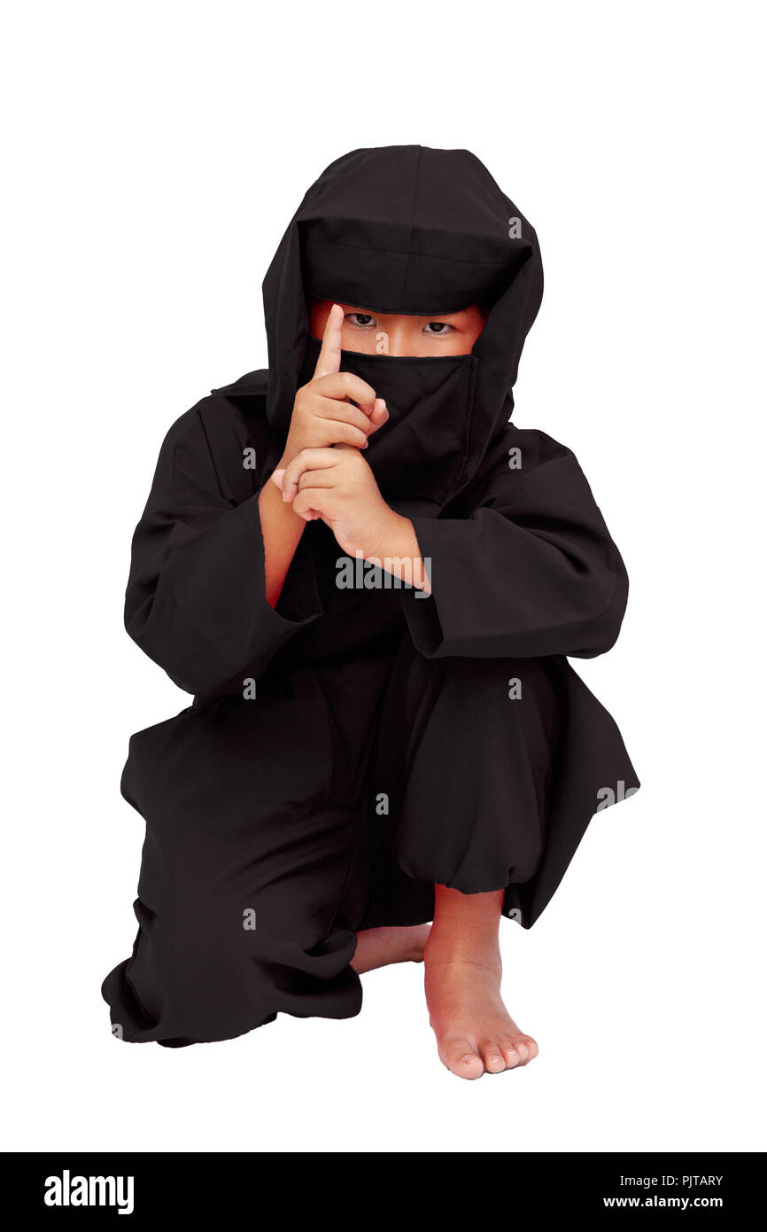 A ninja forming a hand seal on white background Stock Photo - Alamy