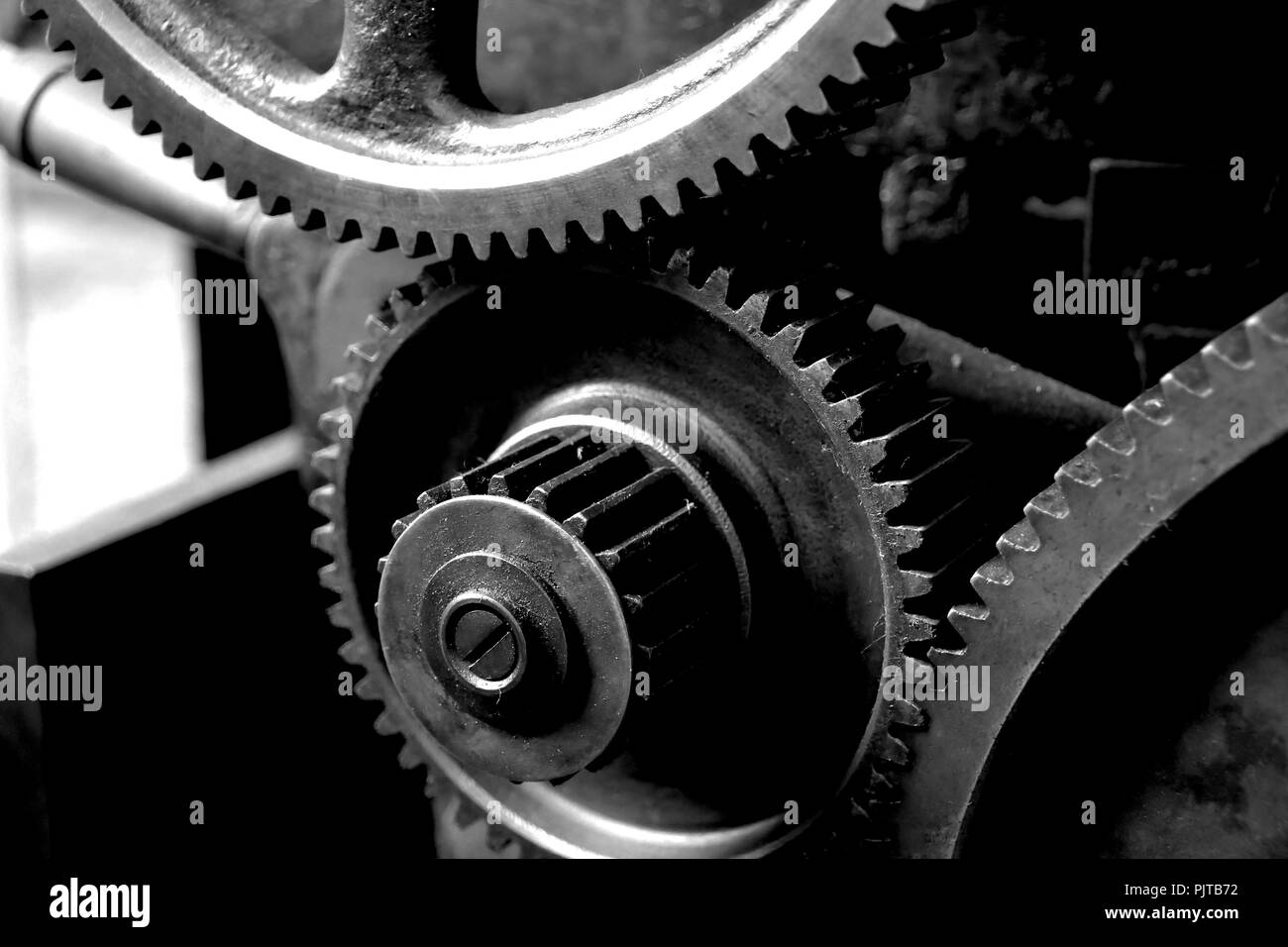 Gears of an old machine in the Technical Museum in Magdeburg Stock ...