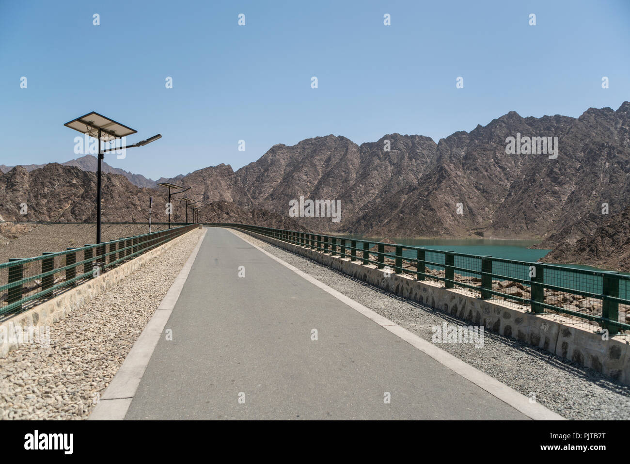 Hatta Dam and reservoir in Hatta, an enclave of the emirate of Dubai in ...