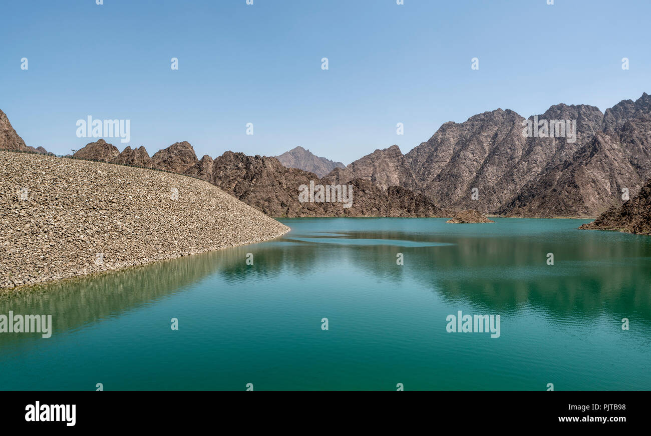 Hatta Dam in Hatta, an enclave of the emirate of Dubai in the Hajar ...