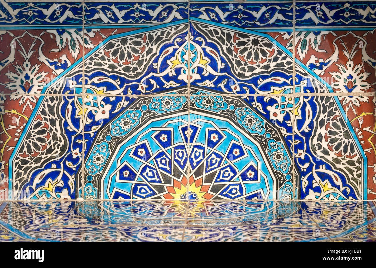 Part of fireplace from the royal era built of Turkish glazed ceramic ...