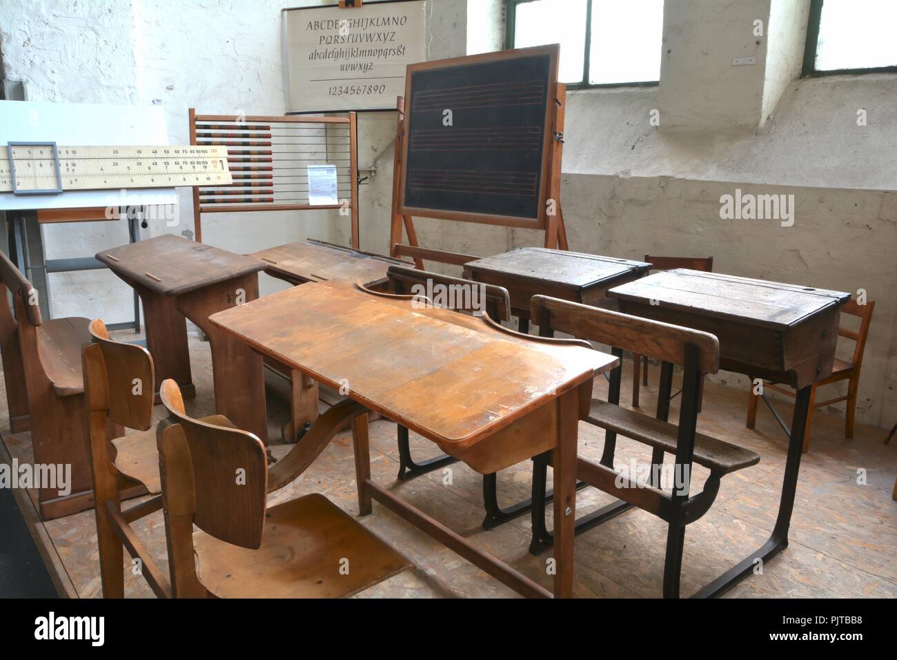 historical classroom of a school in the Technical Museum in Magdeburg ...