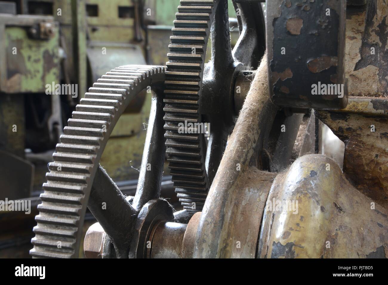 Gears of an old machine in the Technical Museum in Magdeburg Stock ...