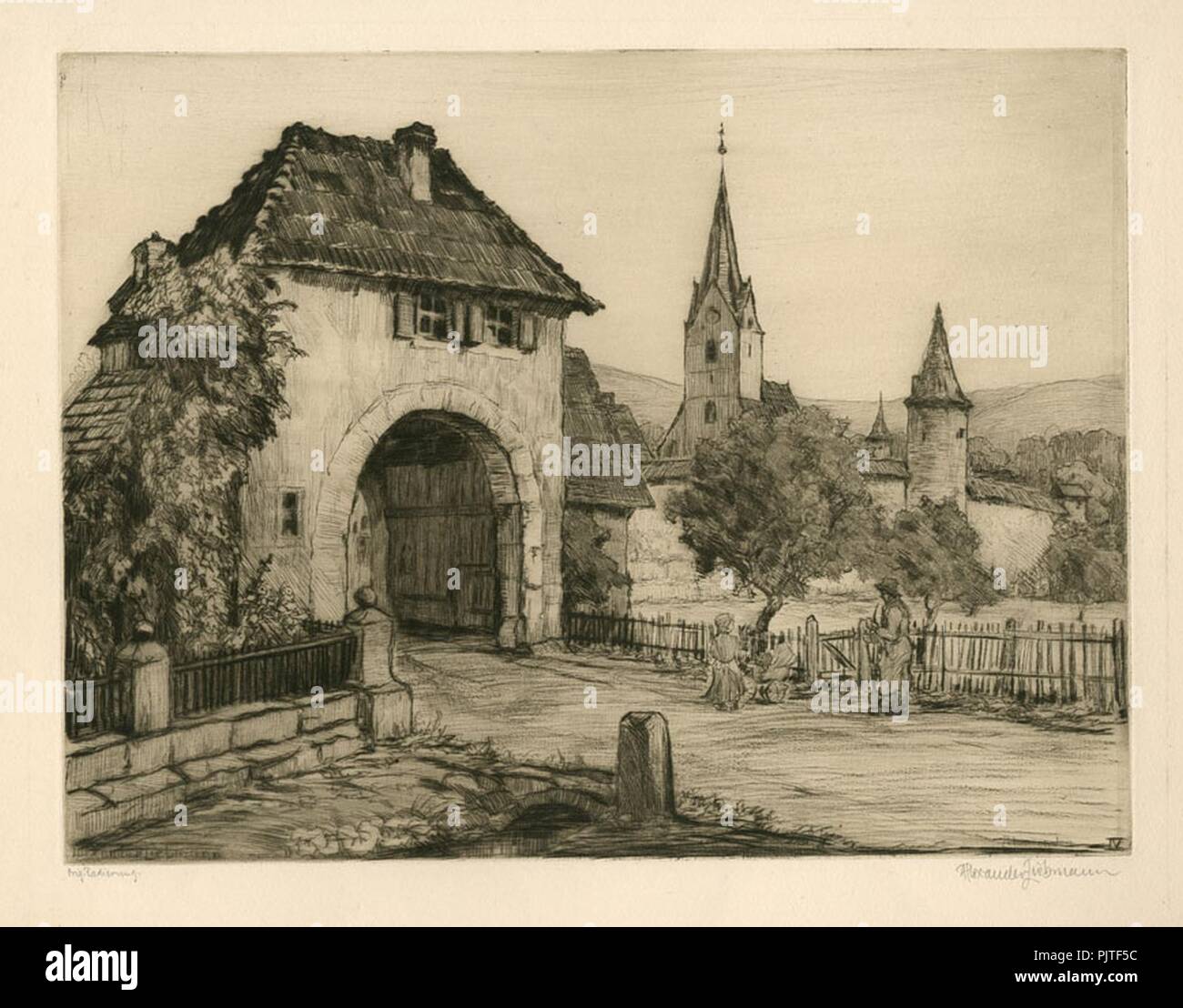 Beilngrieser Tor in Berching - Zeichnung von Alexander Liebmann Stock ...